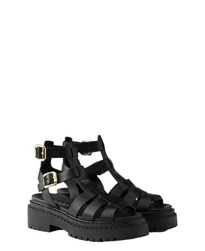 Black Lacey Sandals For Women