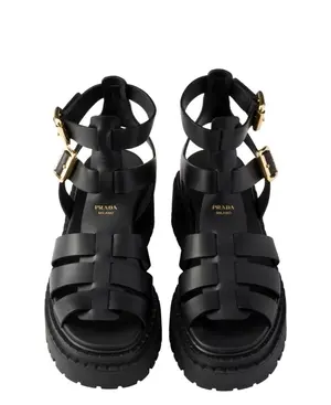 Prada Leather Strappy Sandals - Black