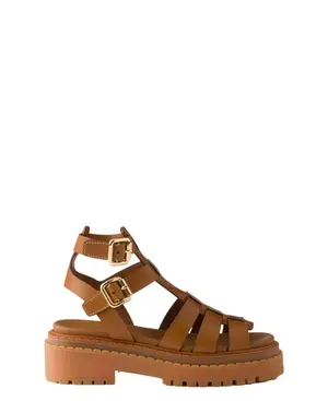Prada Leather Strappy Sandals - Brown