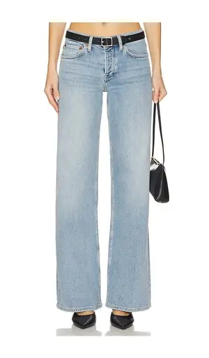 RE/DONE Mid Rise Wide Leg Jeans In Light Wash