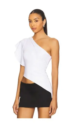 Superdown Marlene Asymmetrical One Shoulder Top - White