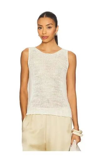 Enza Costa Open Knit Linen Tank Top