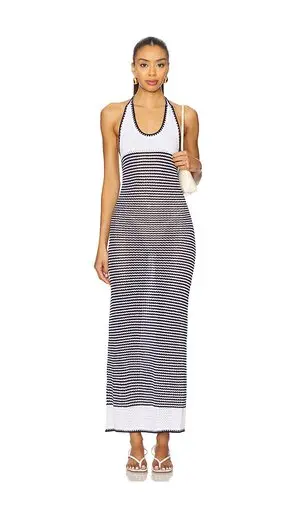 525 America Striped Halter Maxi Dress
