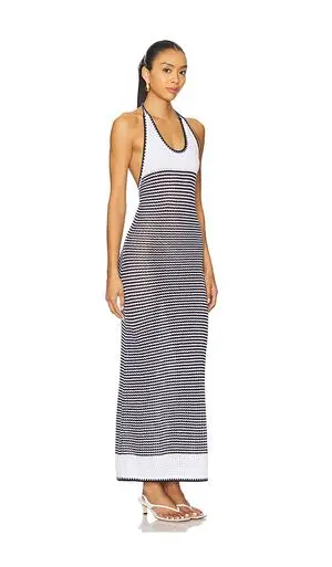 525 America Striped Halter Maxi Dress