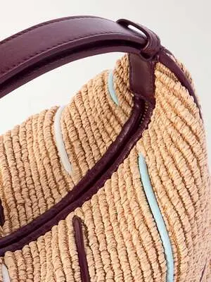 Bottega Veneta Wallace Small Striped Leather-trimmed Raffia Tote