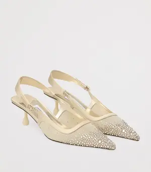 JIMMY CHOO Amel 50 Crystal Mesh Slingback Pumps