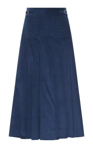 Gabriela Hearst Wesley Pleated Velvet Maxi Skirt - Navy