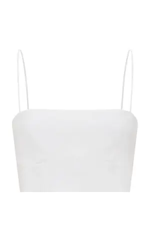 Gabriela Hearst Blazie Linen Cropped Top - White