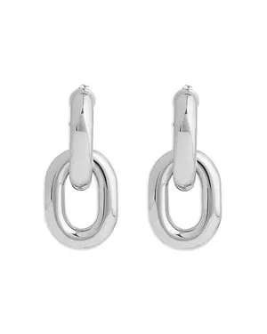 Rabanne Link Double Hoop Earrings Silver