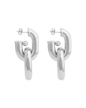 Rabanne Link Double Hoop Earrings - Silver