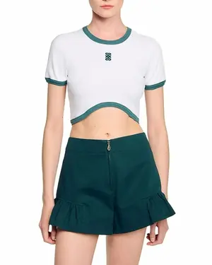 Sandro Two Tone Cropped Tee