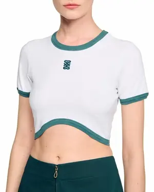 Sandro Two Tone Cropped Tee