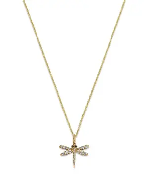 SYDNEY EVAN 14k Yellow Diamond Dragonfly Pendant Necklace - Gold