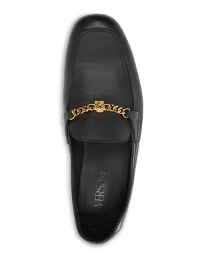 Versace Medusa Chain Leather Loafers - Black