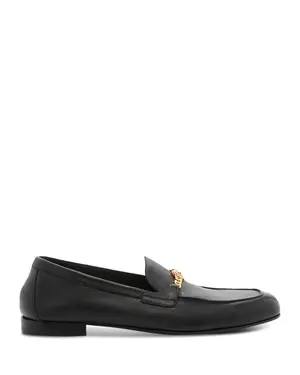 Versace Medusa Chain Leather Loafers - Black
