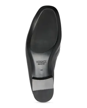 Versace Medusa Chain Leather Loafers - Black