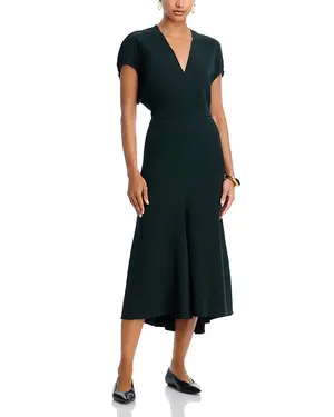 Victoria Beckham Blouson Midi Dress - Dark Pine