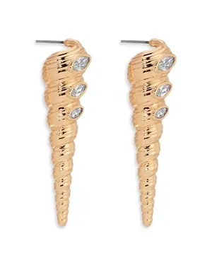 Ettika Cubic Zirconia Capri Shell Linear Drop Earrings - Gold