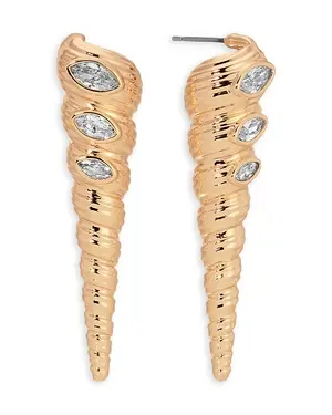 Ettika Cubic Zirconia Capri Shell Linear Drop Earrings - Gold