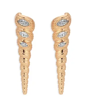 Ettika Cubic Zirconia Capri Shell Linear Drop Earrings - Gold