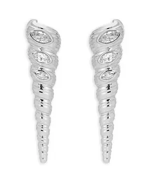 Ettika Cubic Zirconia Capri Shell Linear Drop Earrings - Silver