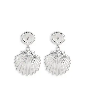 Ettika Santorini Cubic Zirconia Shell Drop Earrings - Silver