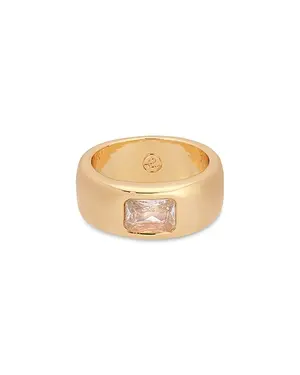 Ettika Treasure Emerald Cut Cubic Zirconia Band Ring - Gold