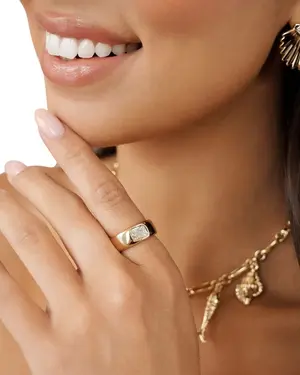 Ettika Treasure Emerald Cut Cubic Zirconia Band Ring - Gold