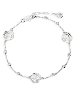 Ettika Santorini Cubic Zirconia Shell Anklet - Silver