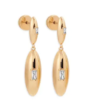 Ettika Baguette Cubic Zirconia Oval Dome Double Drop Earrings