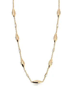 Ettika Baguette Crystal Oval Dome Chain Necklace - Gold