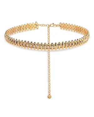 Ettika Baguette Cubic Zirconia Oval Dome Chain Choker Necklace - Gold