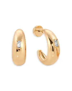 Ettika Baguette Cubic Zirconia Dome Hoop Earrings - Gold