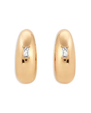 Ettika Baguette Cubic Zirconia Dome Hoop Earrings
