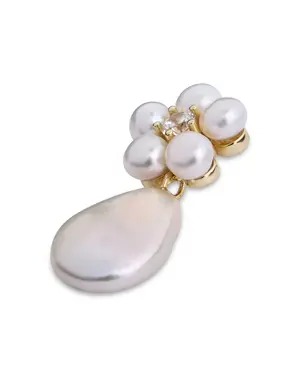 Shashi Cultured Freshwater Pearl Flower Drop Earrings - Gold