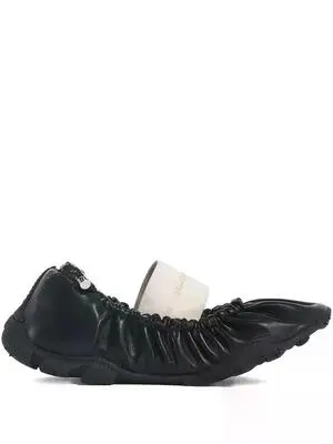 ROMBAUT Ruched Leather Ballet Flats - Black