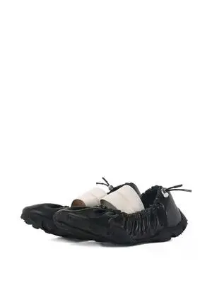 ROMBAUT Ruched Leather Ballet Flats - Black