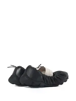 ROMBAUT Ruched Leather Ballet Flats - Black