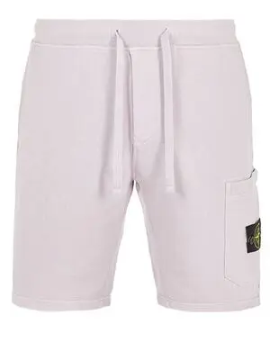 Stone Island Cotton Fleece Garment Dyed Shorts - White