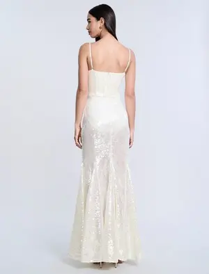 Bcbgmaxazria Sequin Lace Gusset Gown
