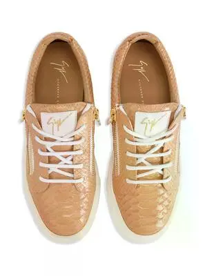 GIUSEPPE ZANOTTI Gail Snakeskin-effect Leather Sneakers - Orange
