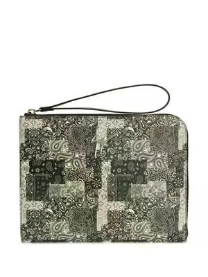 GIUSEPPE ZANOTTI Paisley-print Leather Pouch - Black