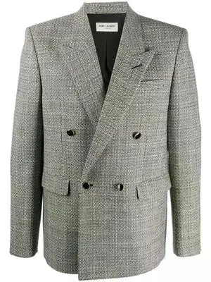 Saint Laurent Deconstructed Check Double-breasted Blazer