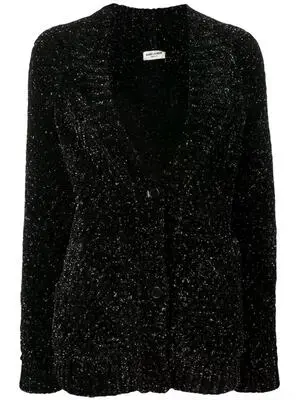Saint Laurent Metallic V-neck Cardigan