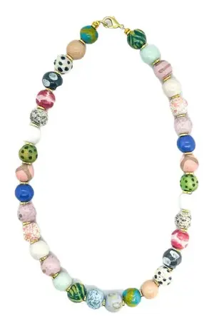 KAZURI Ceramic Beaded Necklace - Multi