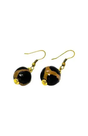 KAZURI Ceramic Beaded Dangle Earrings - Multi