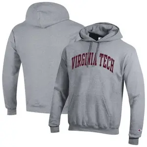 Champion Virginia Tech Hokies Basic Arch Fleece Pullover Hoodie - Heather Gray