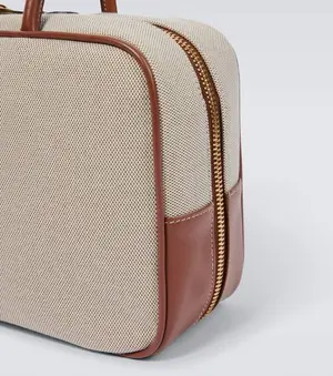 Miu Miu Leather-trimmed Canvas Tote Bag - Neutrals