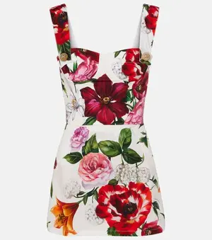 Dolce & Gabbana Floral Cotton Poplin Bustier Dress - Multicoloured