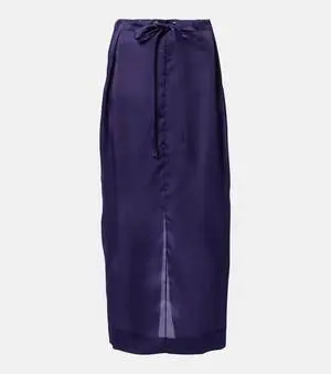 Khaite Chenton Silk Organza Maxi Skirt - Blue
